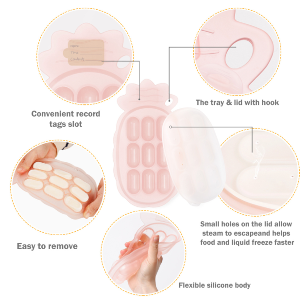 Silicone Pineapple Nibble Tray - Blush - Bubbleeboo