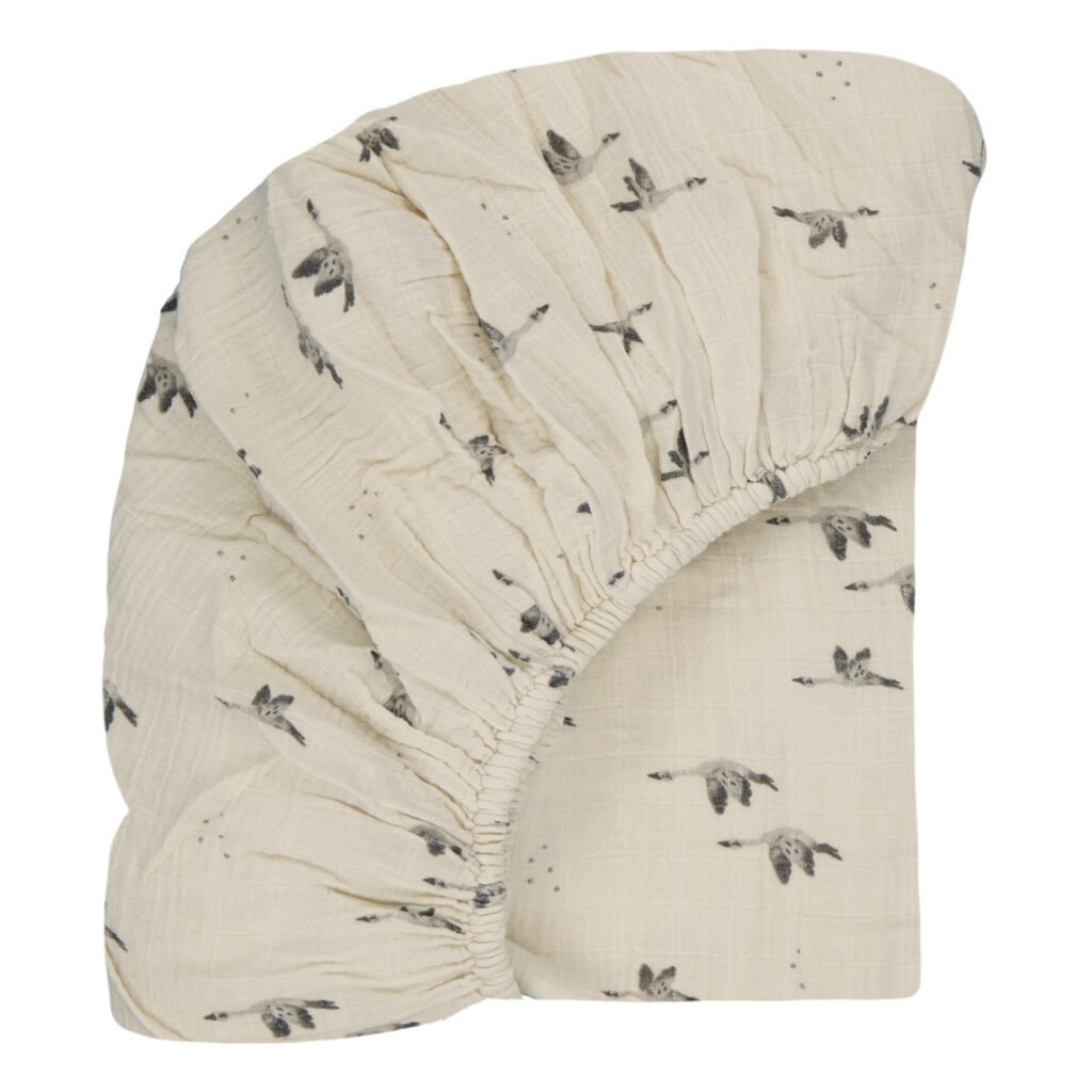 FITTED SHEET FOR KUMI CRIB - Goose - Bubbleeboo