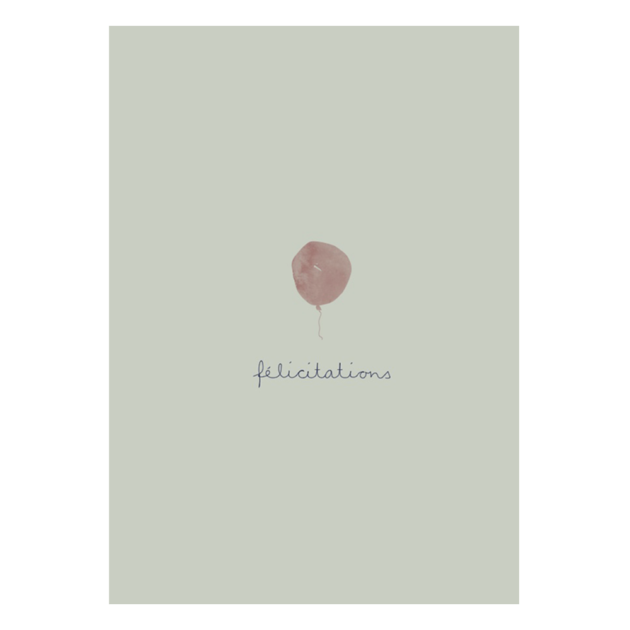 Greeting card rose balloon felicitations - Bubbleeboo