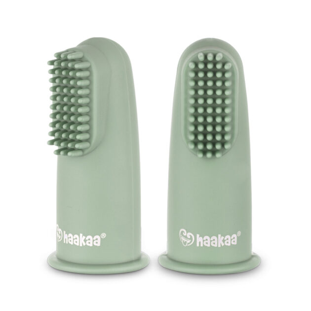 Silicone Finger Toothbrush - Pea Green - Bubbleeboo