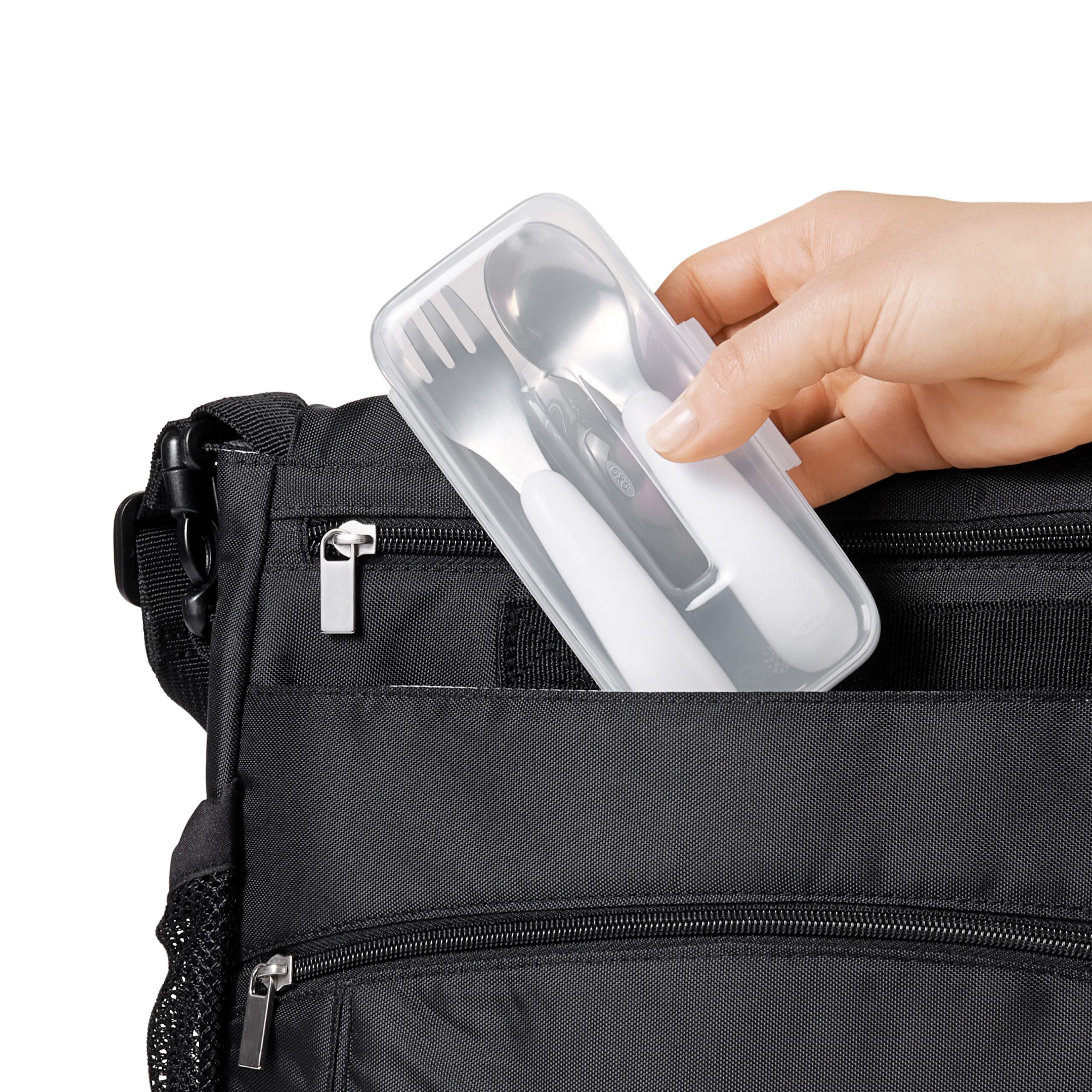 OXO TOT ON-THE-GO FORK AND SPOON SET - PINK - Bubbleeboo