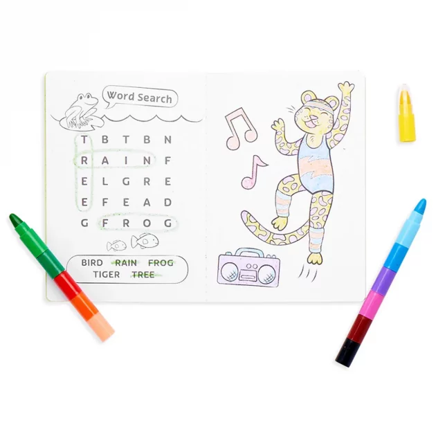Ooly Mini Traveler Coloring & Activity Kit - Jungle Friends - Bubbleeboo