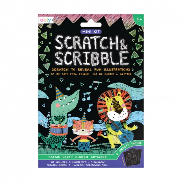 Mini Scratch & Scribble Art Kit - Safari Party - Bubbleeboo