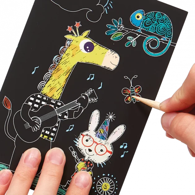 Mini Scratch & Scribble Art Kit - Safari Party - Bubbleeboo