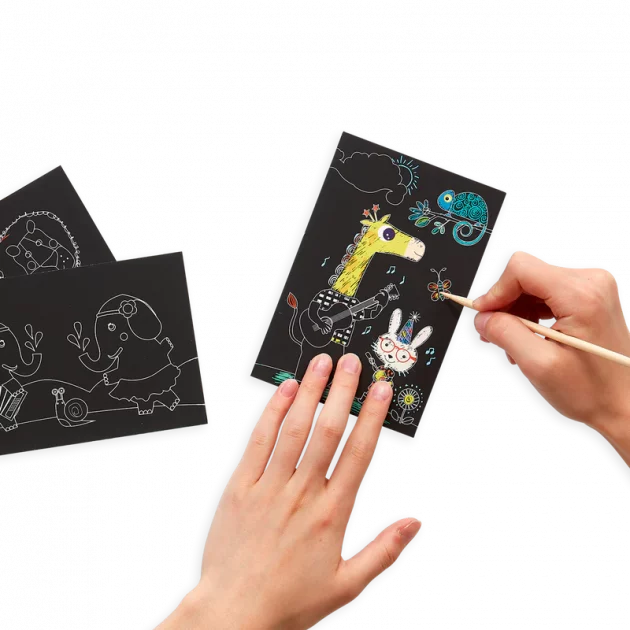 Mini Scratch & Scribble Art Kit - Safari Party - Bubbleeboo