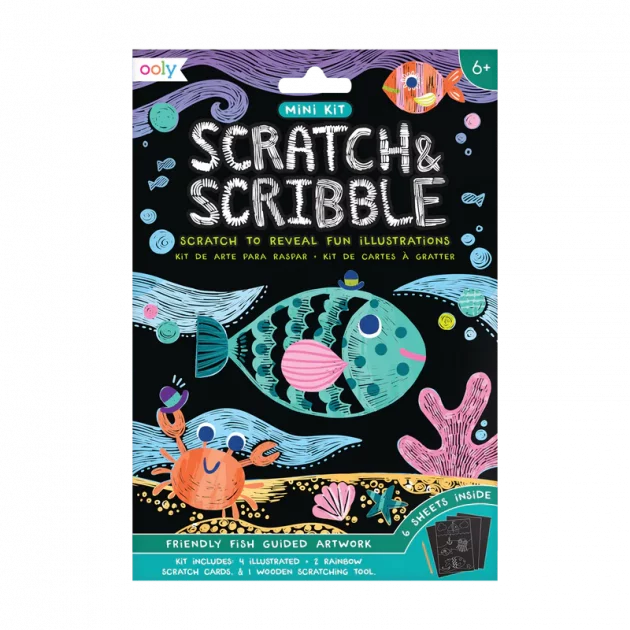 Mini Scratch & Scribble Art Kit: Friendly Fish - Bubbleeboo