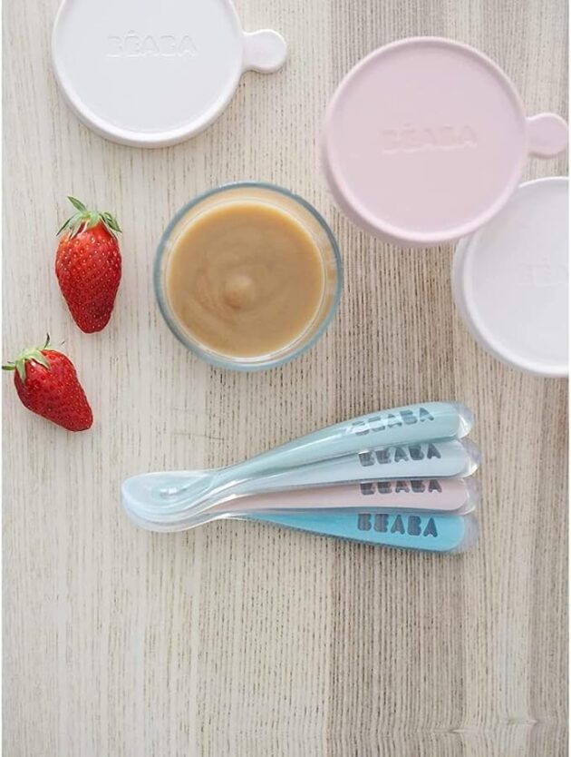 Beaba Silicone Spoon 1st Age Set of 2 + Box - Windy blue - Bubbleeboo